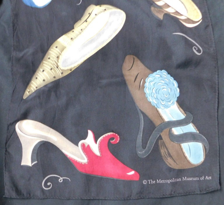 Black Silk Scarf Printed with Antique Shoes Created for The ...