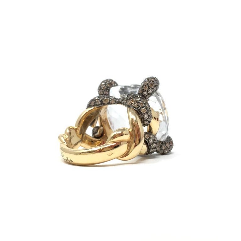 POMELLATO Tango Collection Smokey Topaz Brown Diamond Gold RING at ...