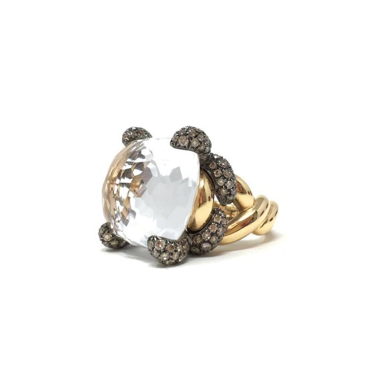 POMELLATO Tango Collection Smokey Topaz Brown Diamond Gold RING at ...