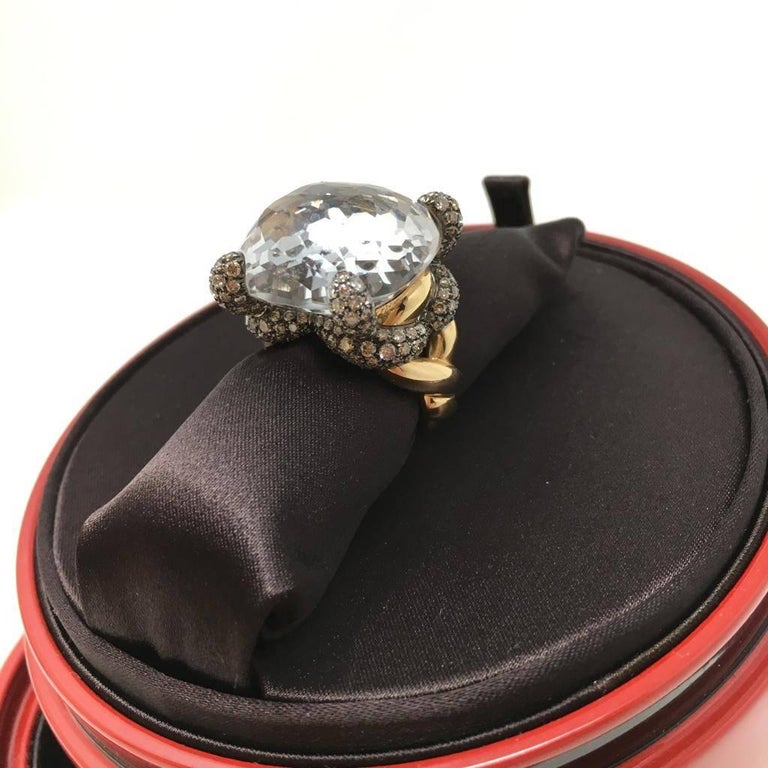 POMELLATO Tango Collection Smokey Topaz Brown Diamond Gold RING at ...