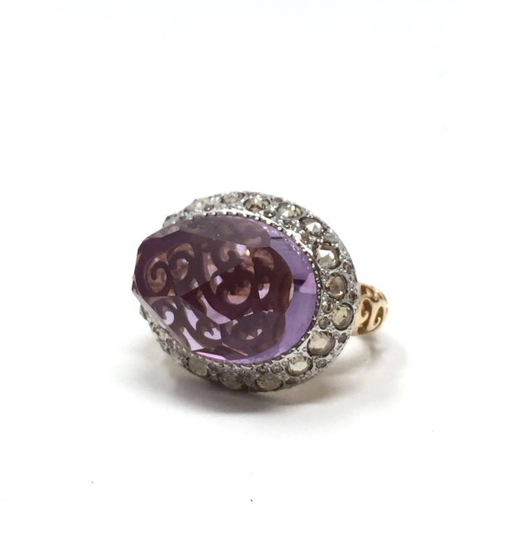 POMELLATO RING Tango collection in rose gold amethyst, brown diamonds ...