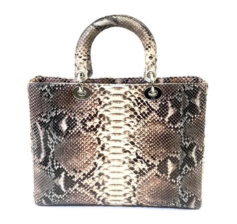 Dior Grey and Pink Python Large Lady Dior Bag, 2011 at 1stDibs