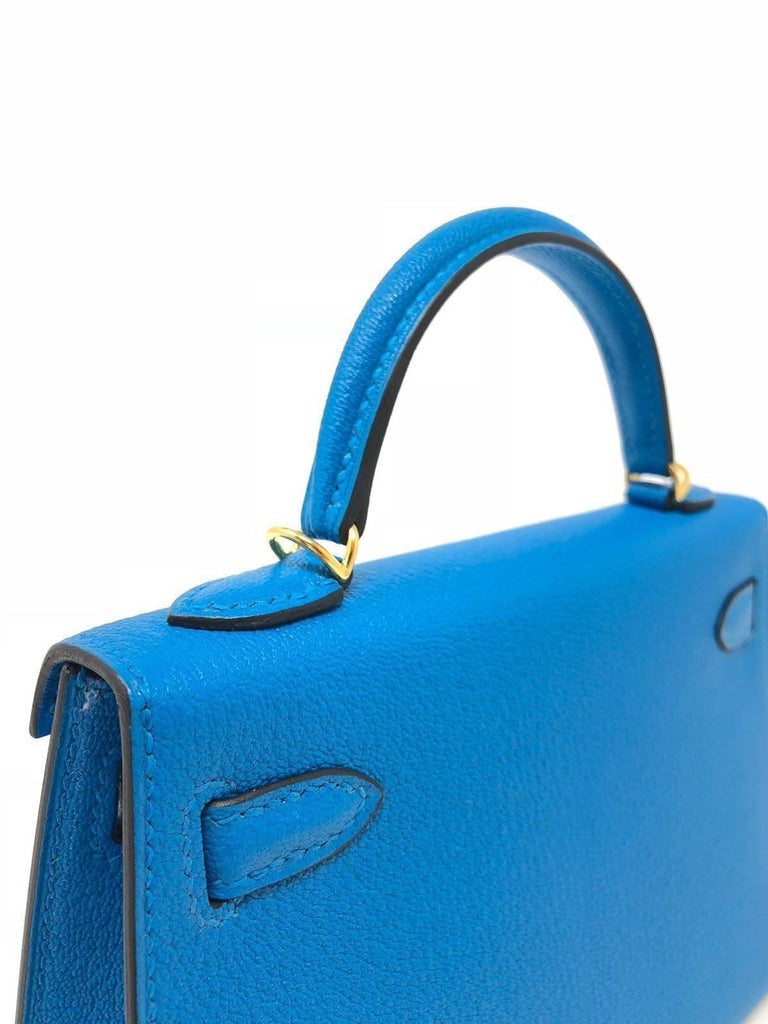 Hermes Kelly Bag 20 Mini Kelly II Blue Zanzibar Chevre Gold Hardware ...