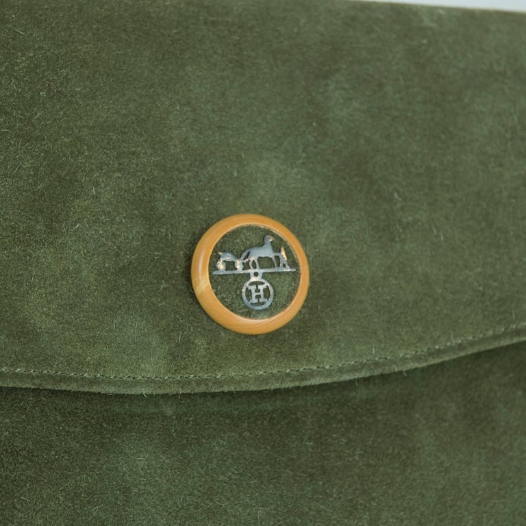 Hermes Vintage Rio Clutch in Green, 1980 For Sale at 1stDibs