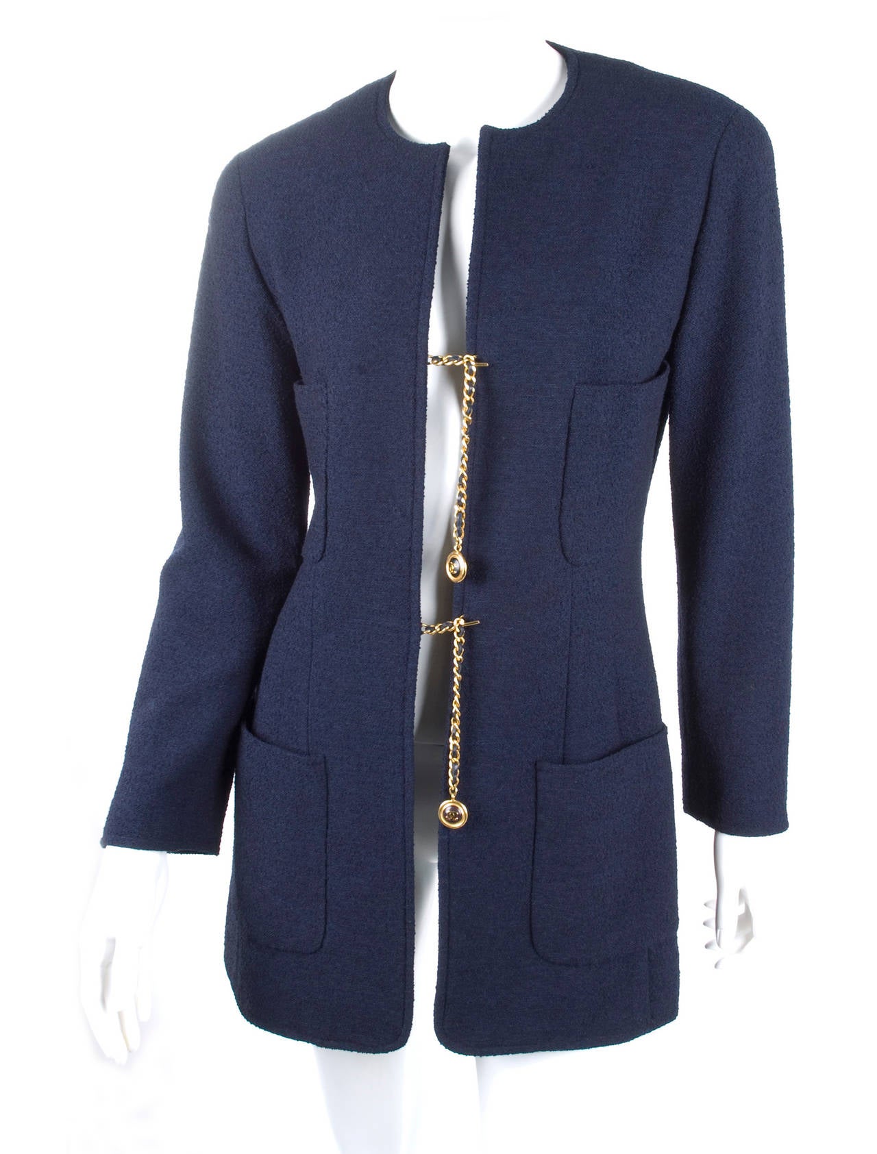 Chanel Elegant Jacket with CC Chain Closure at 1stDibs