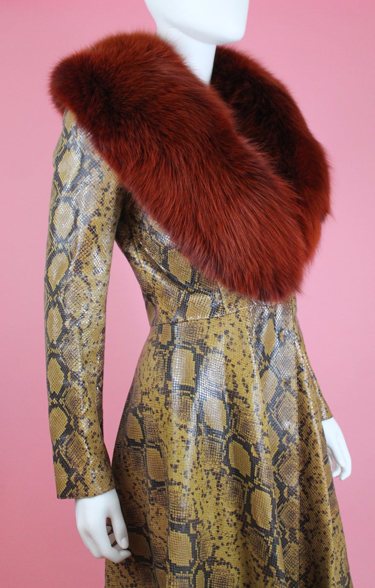Alexander McQueen Python Embossed Leather and Fox Fur Coat, Pre-A/W ...