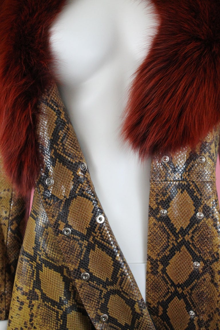 Alexander McQueen Python Embossed Leather and Fox Fur Coat, Pre-A/W ...