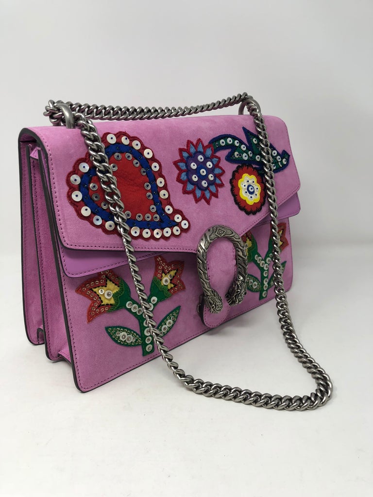 Gucci Dionysus Medium Beaded Heart and Flowers Pink Shoulder Bag at ...