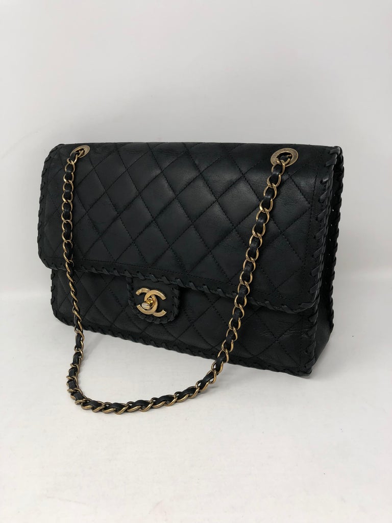 Chanel Black Happy Stitch Limited Edition Jumbo Bag at 1stDibs