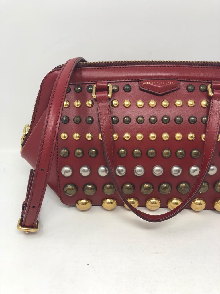 Marc Jacobs Studded Red Bag at 1stDibs | marc jacobs studded bag, red ...