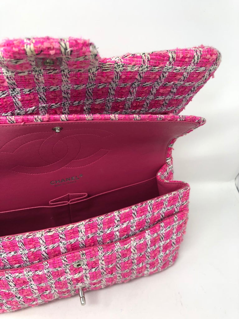 Chanel Hot Pink Tweed Double Flap at 1stDibs