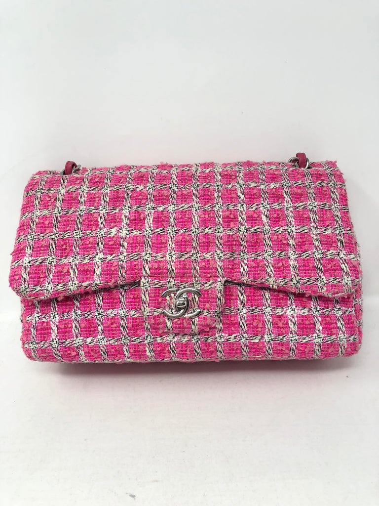 Chanel Hot Pink Tweed Double Flap at 1stDibs
