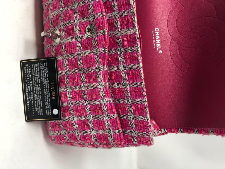 Chanel Hot Pink Tweed Double Flap at 1stDibs