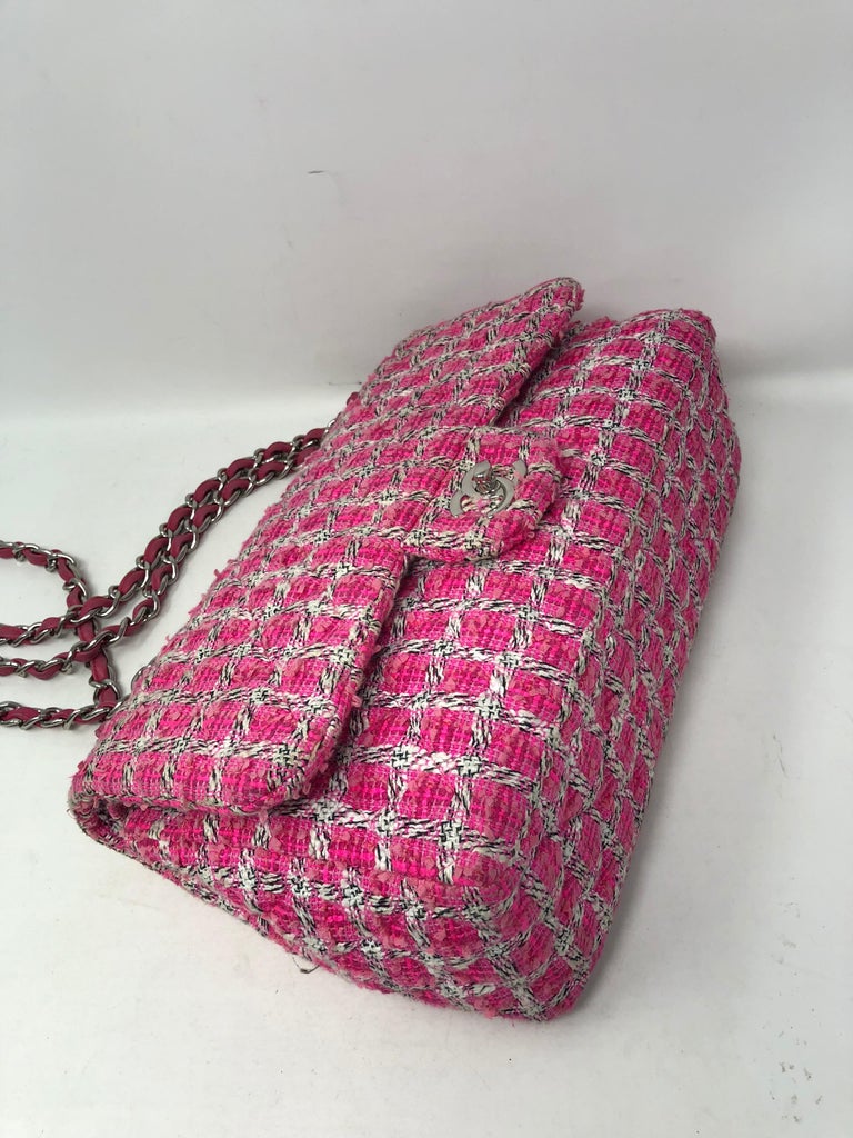 Chanel Hot Pink Tweed Double Flap at 1stDibs
