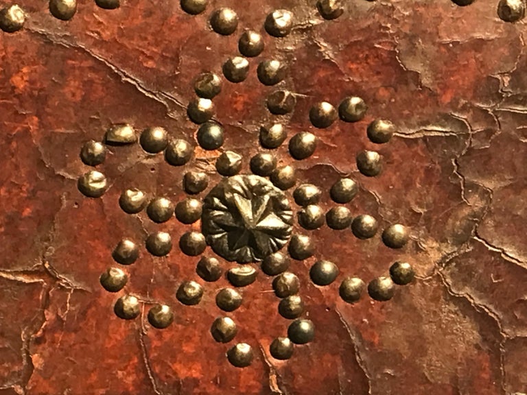 Arcon Chest Coffer Leather Armorial Spanish Baroque Gilded Brass ...