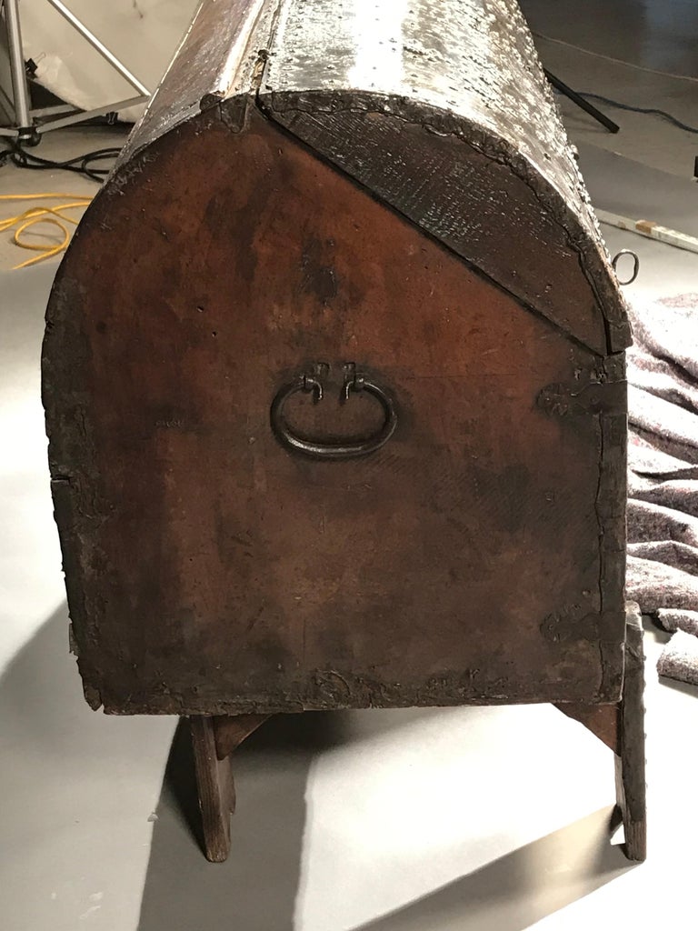 Arcon, Chest, Coffer, Leather, Spanish, Baroque, Brass Studwork, Domed ...