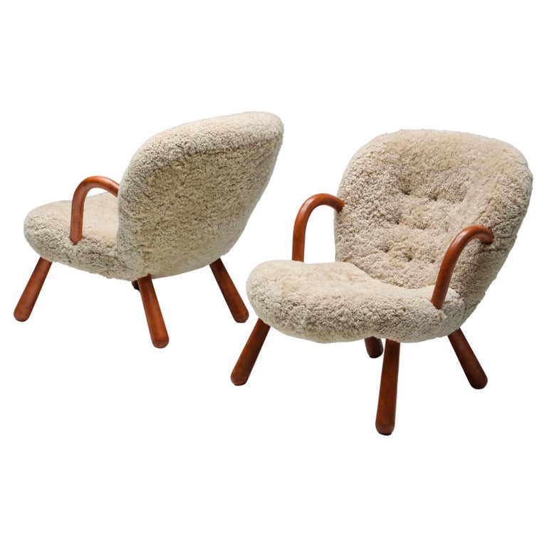 Arctander Clam Chair in Sheepskin by Philip Arctander, Denmark, 1944 ...
