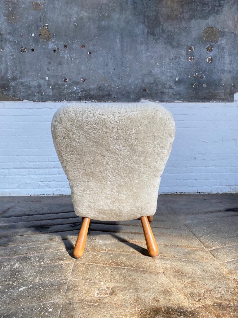 Arctander "Muslingestolen" or "Clam" Chair in Shearling at 1stDibs
