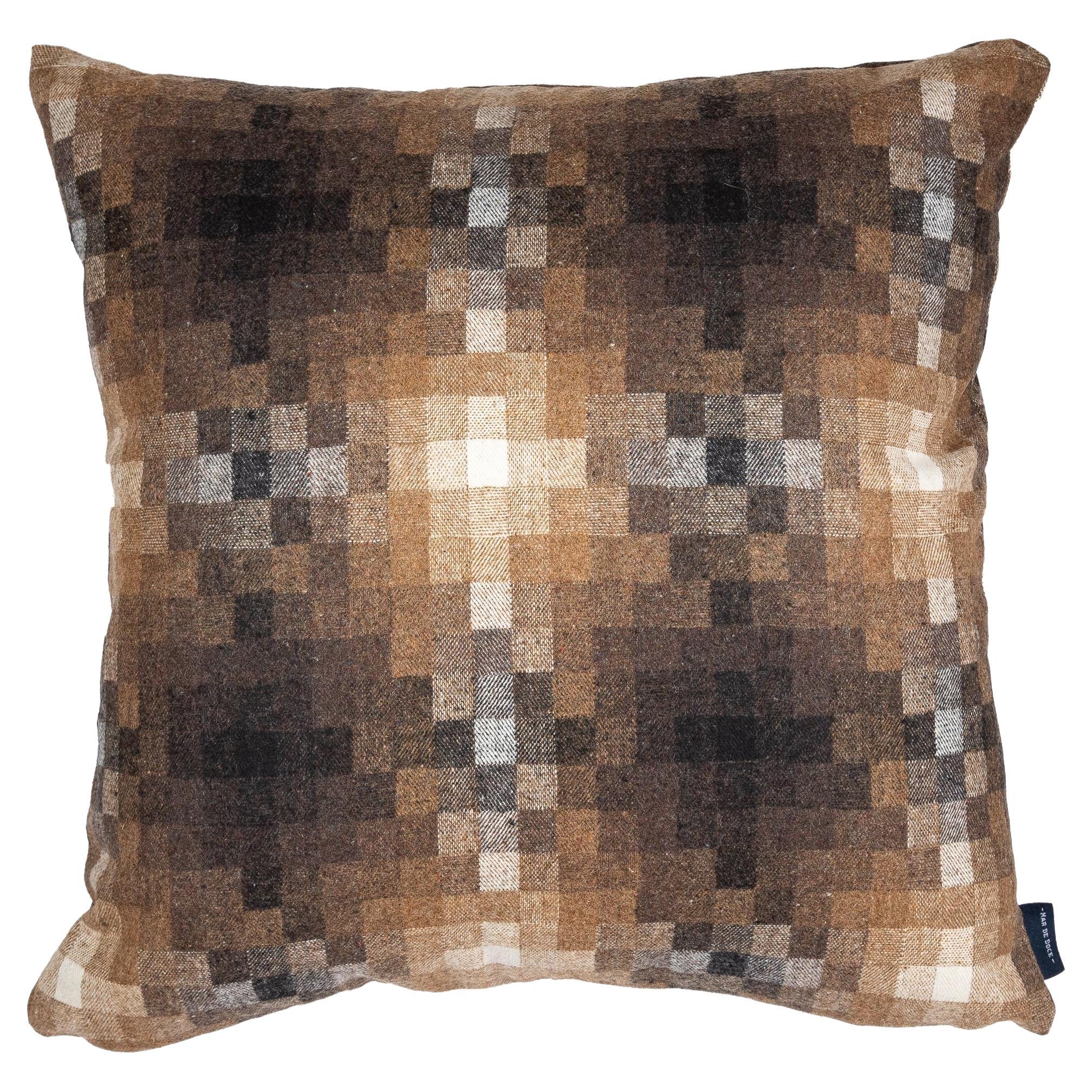 Wool blend luxury throw pillow in shades of brown- Arctic Mirage- by ...