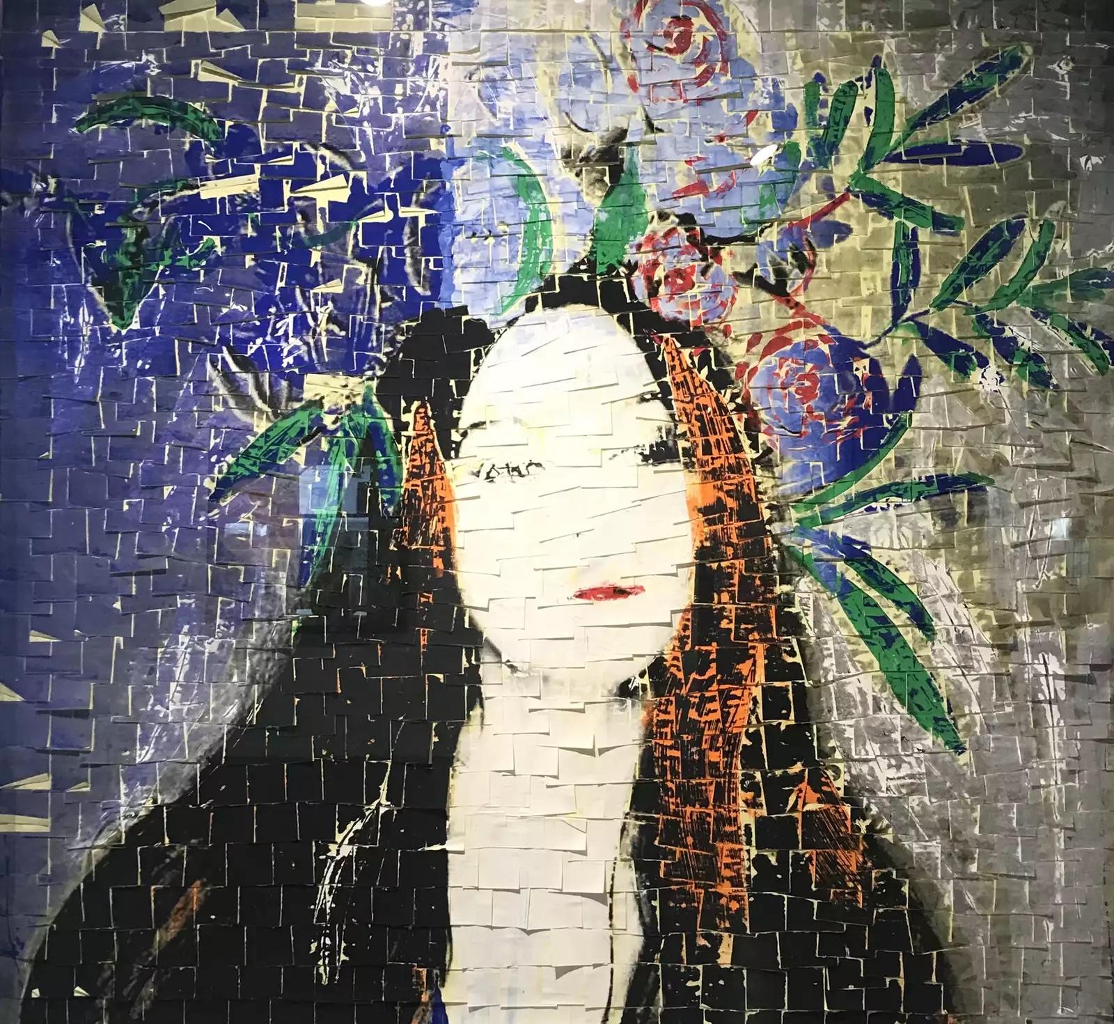 Marcus Amerman - Jicarilla Girl, beaded portrait of Native American ...