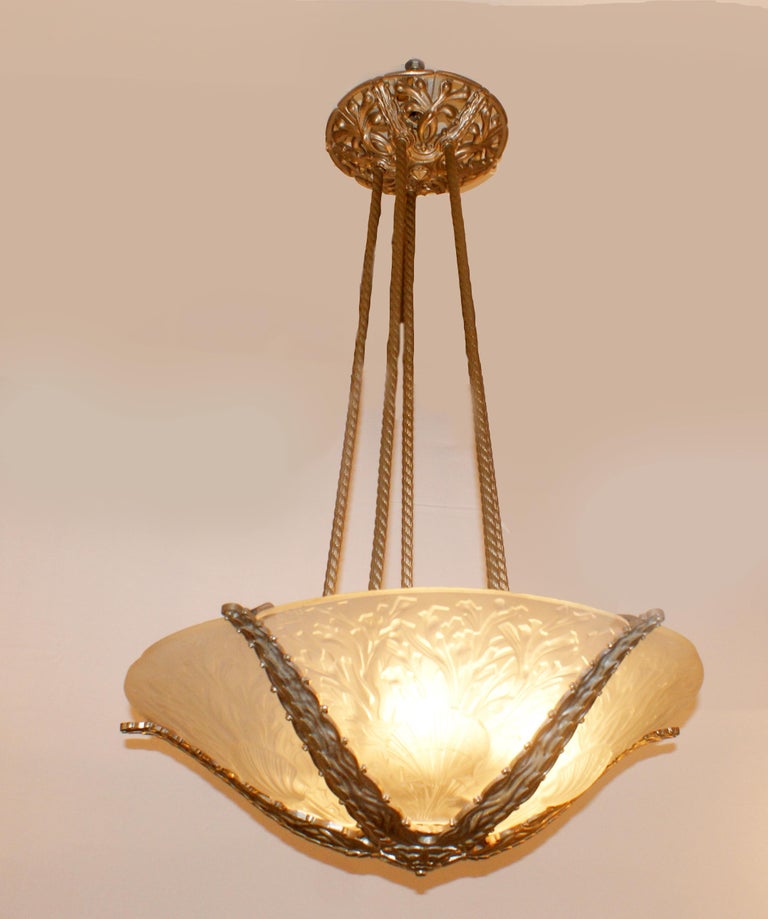 Ardeco Vintage Suspended Lighting, Signed Muller For Sale at 1stDibs