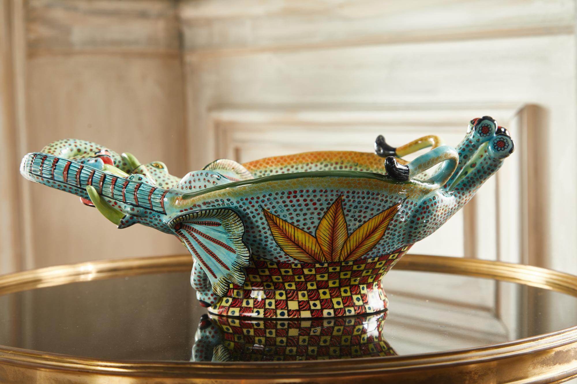 Ardmore Ceramic Elephant Center Piece For Sale at 1stDibs