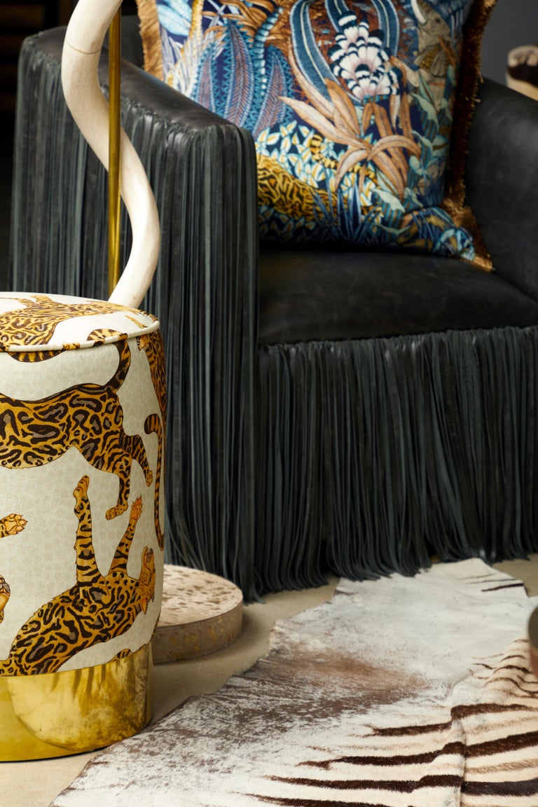 Ardmore Cheetah Kings Stone Velvet Ottoman / Pouf For Sale at 1stDibs
