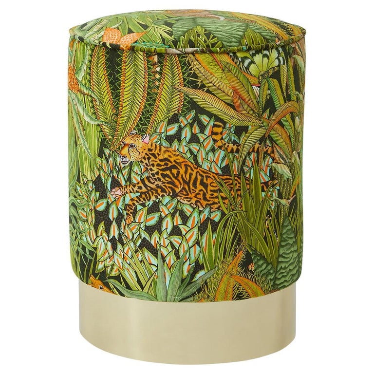 Ardmore Sabie Forest Delta Velvet Ottoman / Pouf For Sale at 1stDibs