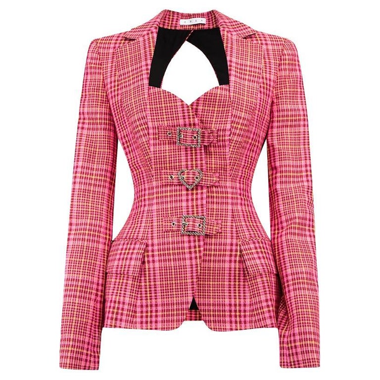 Area Women's Pink Check Cut Out Detail Jacket For Sale at 1stDibs