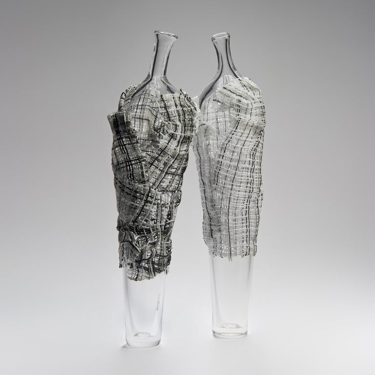 Ares, a black, white and grey figurative glass sculpture by Cathryn ...