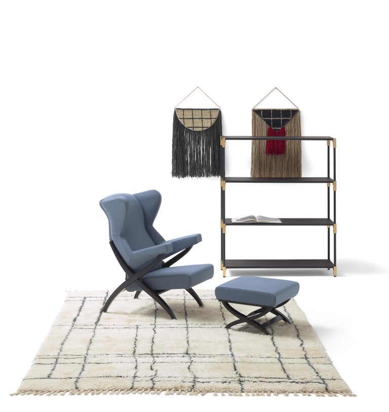 Arflex Fiorenza Armchair in Steelcut Blue Fabric and Black Frame by ...
