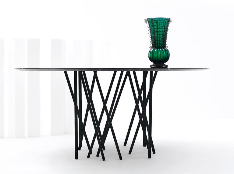 Arflex Octopus 160cm Table in Marquinia Marble with Black Base by Carlo Colombo For Sale at 1stDibs