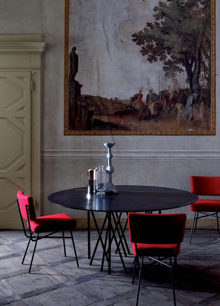 Arflex Octopus 160cm Table in Marquinia Marble with Black Base by Carlo Colombo For Sale at 1stDibs