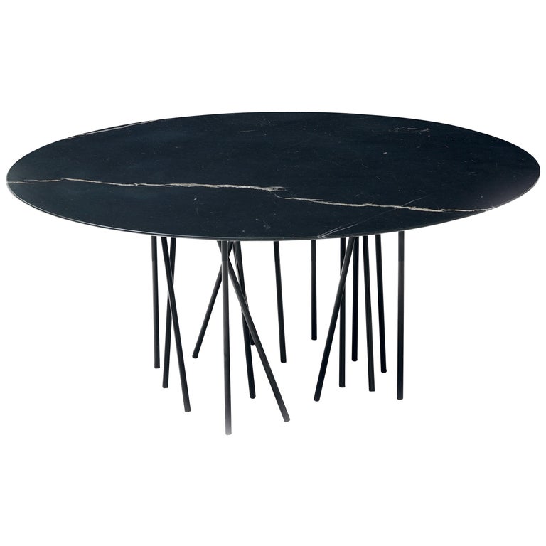 Arflex Octopus 160cm Table in Marquinia Marble with Black Base by Carlo Colombo For Sale at 1stDibs