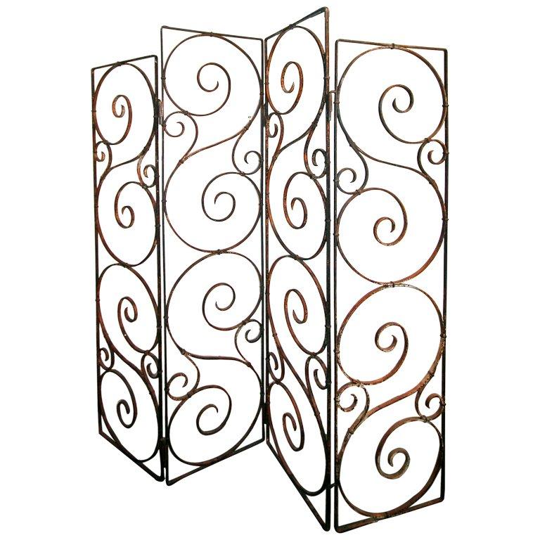 Argentinian 1960s Wrought Iron Screen with Four Panels at 1stDibs