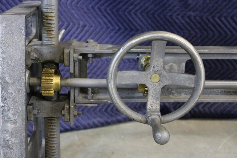 Arhaus Industrial Crank Desk Iron Base Glass Top Steampunk Dining ...