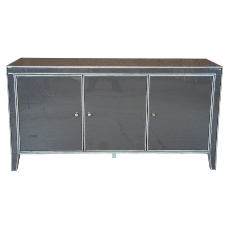 Arhaus Reese 3 Door Grey Mirrored Sideboard Cabinet Buffet Console TV ...
