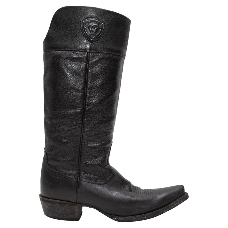 Ariat Black Leather Cowboy Boots For Sale at 1stDibs