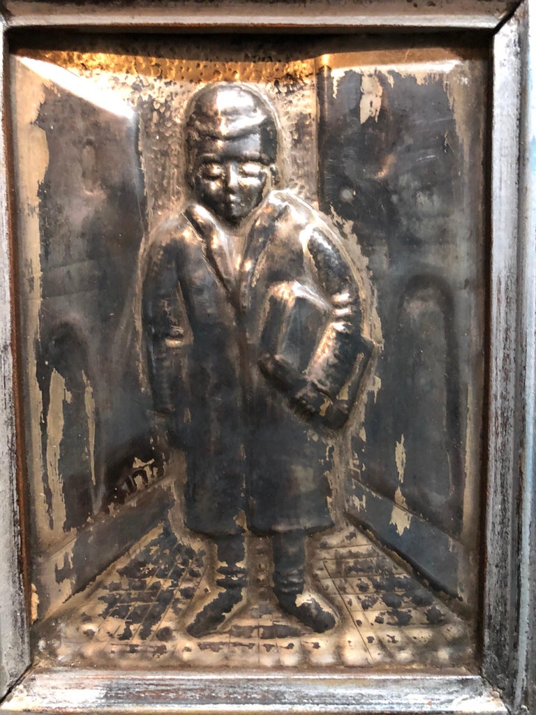 Arieh Merzer - Judaica Silvered Copper Repousse Sculpture Relief Plaque ...