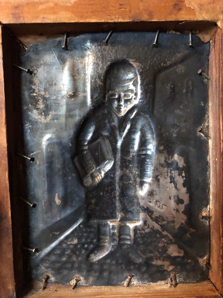 Arieh Merzer - Judaica Silvered Copper Repousse Sculpture Relief Plaque ...