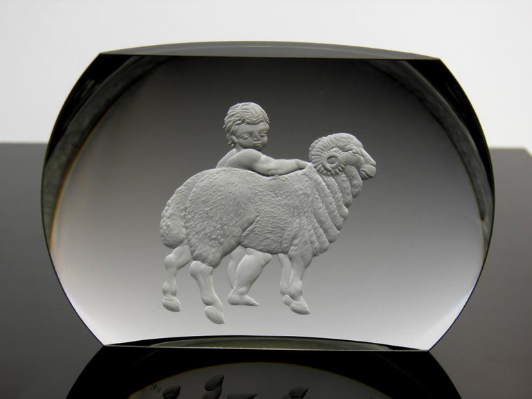 Aries Glass Block Zodiac Signs Panoramic Optical Glass For Sale at 1stDibs