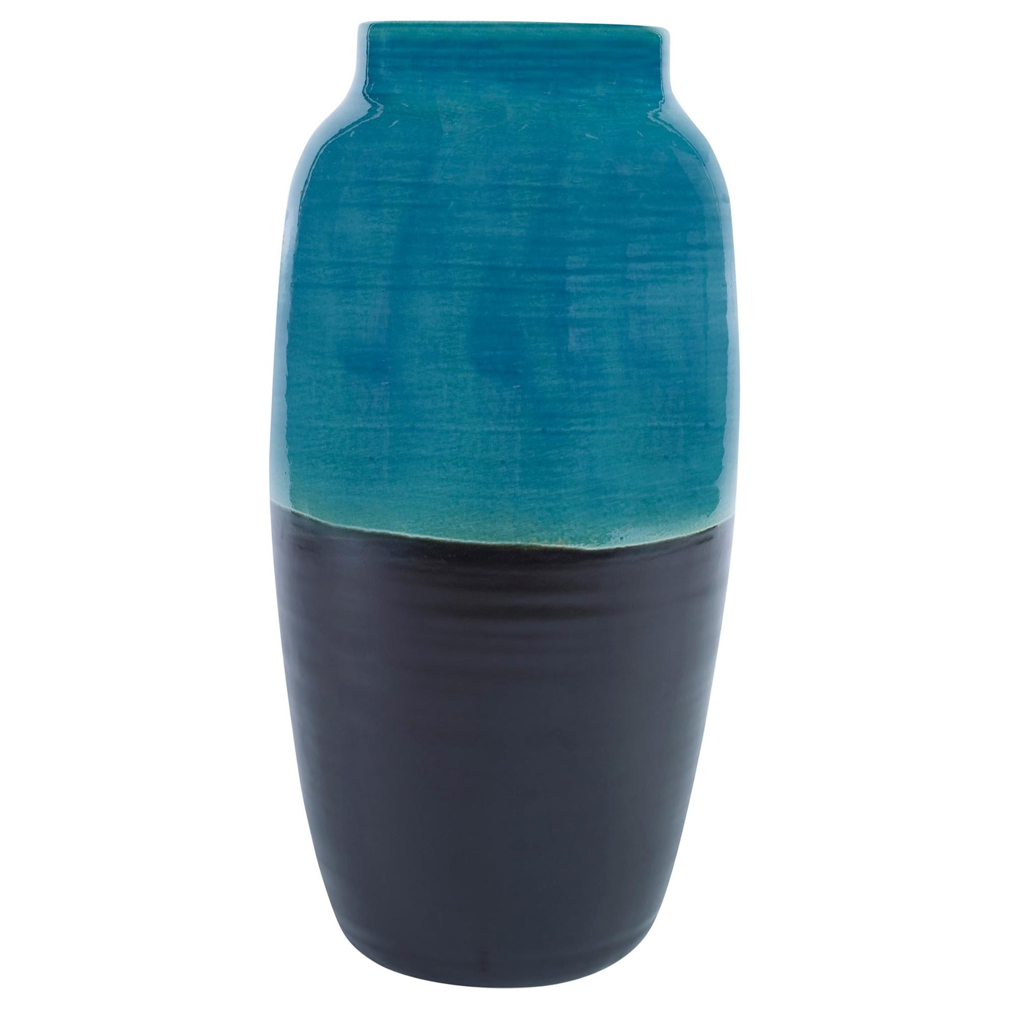 Aqua and Gold Glass Vase For Sale at 1stDibs