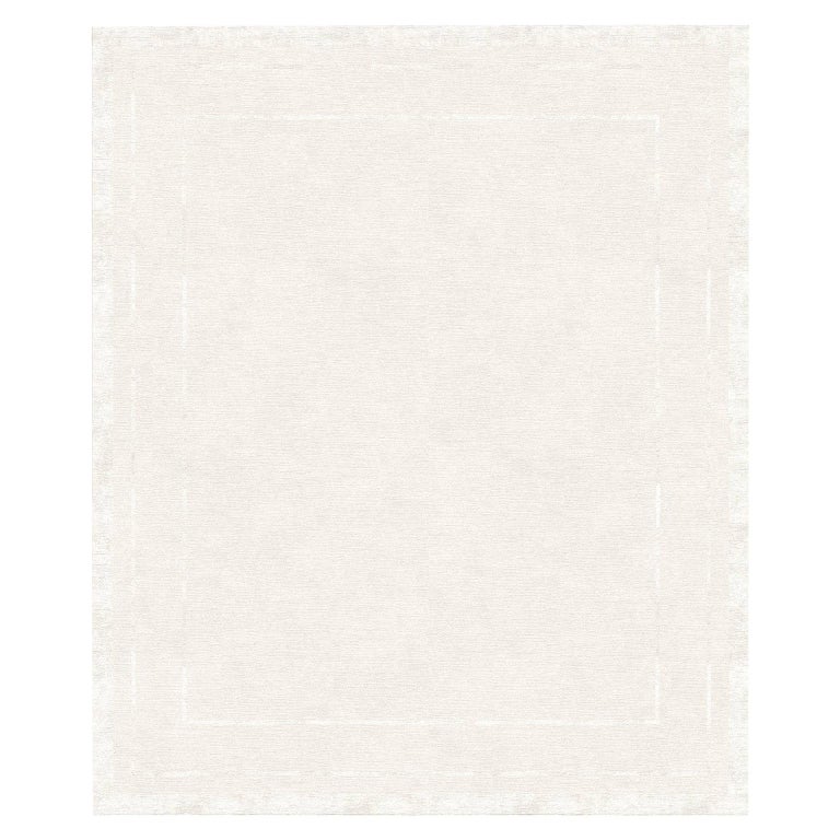 Plain Modern white handmade Wool Blend-Silk Rug for living room ...