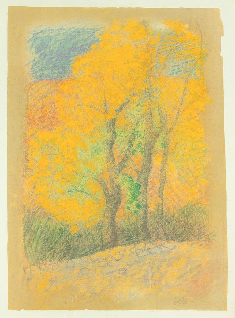 Aristide Maillol - Framed lithograph of Paysage d'automne pastel by ...