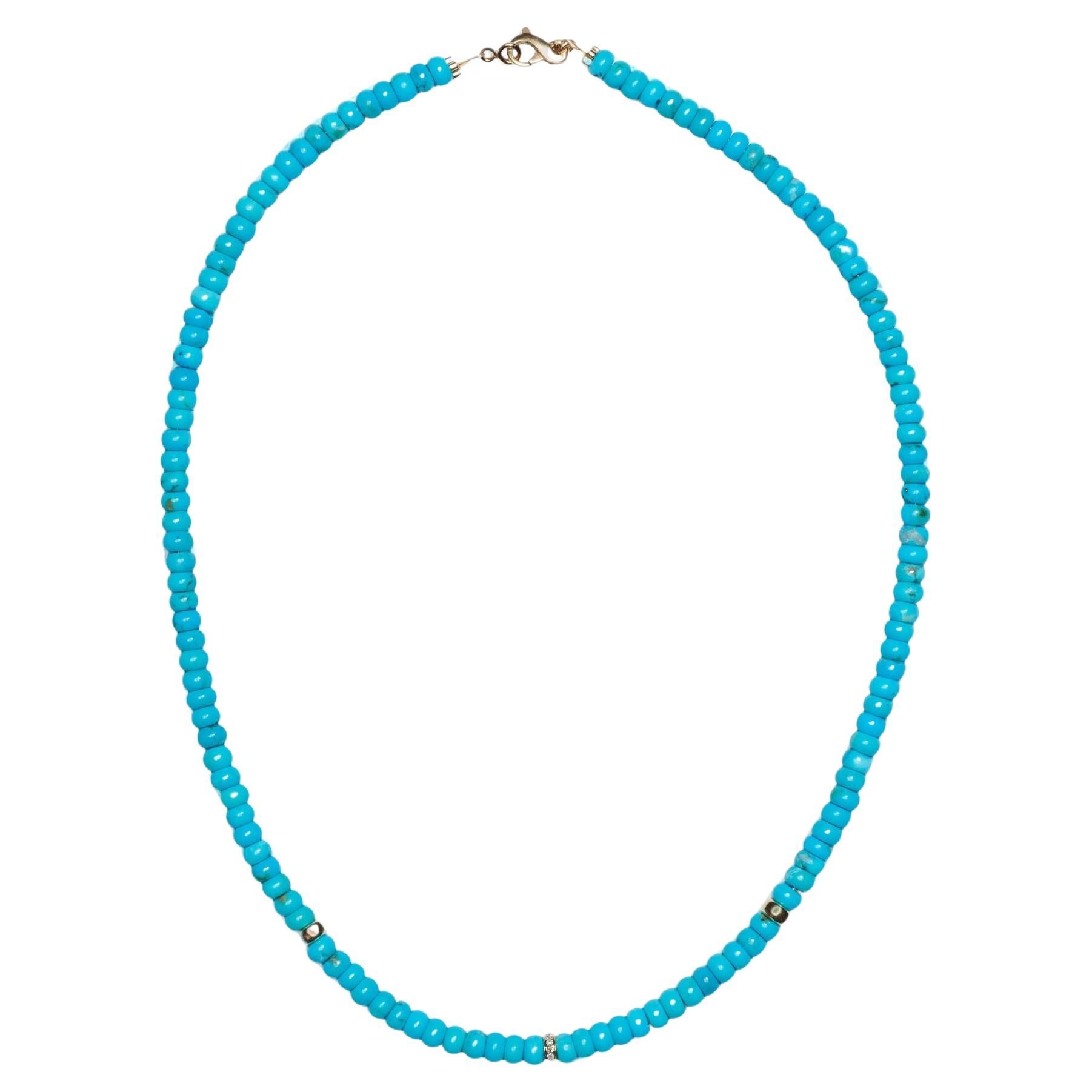 Arizona Sleeping Beauty Turquoise Necklace with Diamonds in 14K Solid ...
