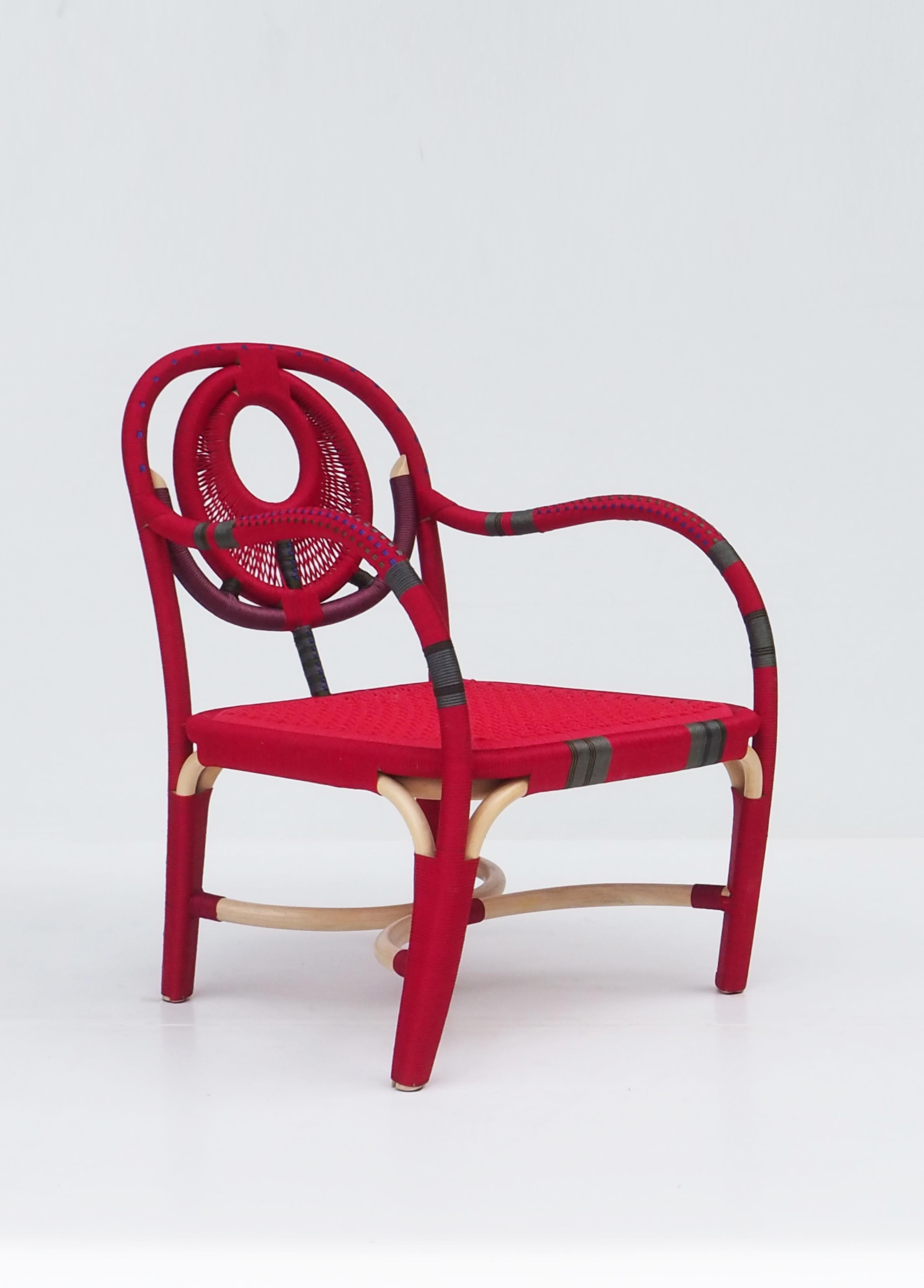 Arkha 'Red', Tribal Rattan Armchair For Sale at 1stDibs | red rattan chair