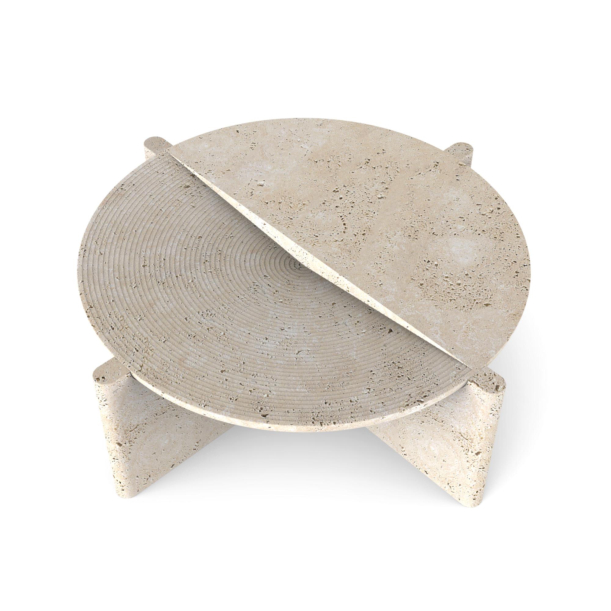 Arkhe No 1 Coffee Table Travertine, Modern Sculptural Round by Fulden ...
