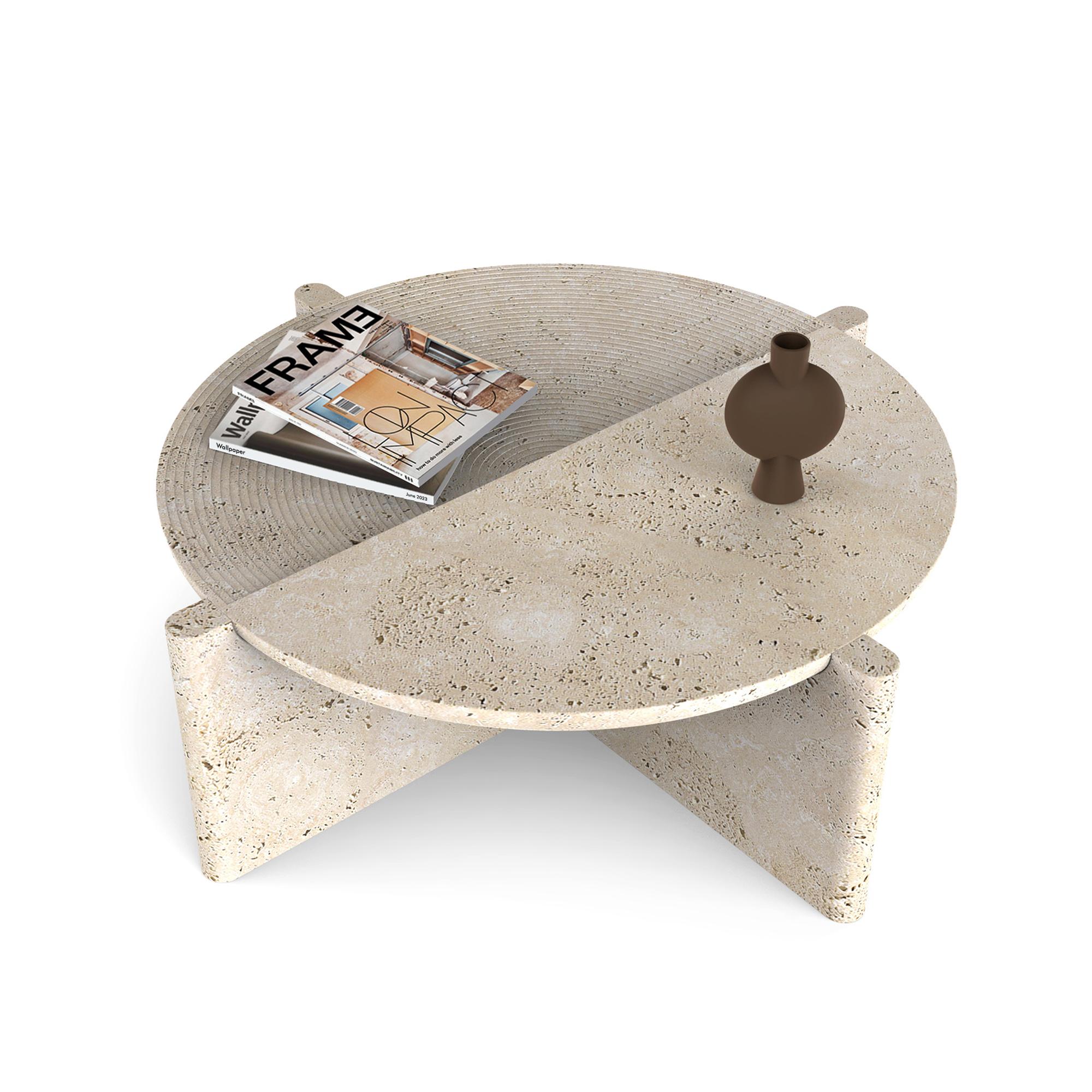 Arkhe No 1 Coffee Table Travertine, Modern Sculptural Round by Fulden ...