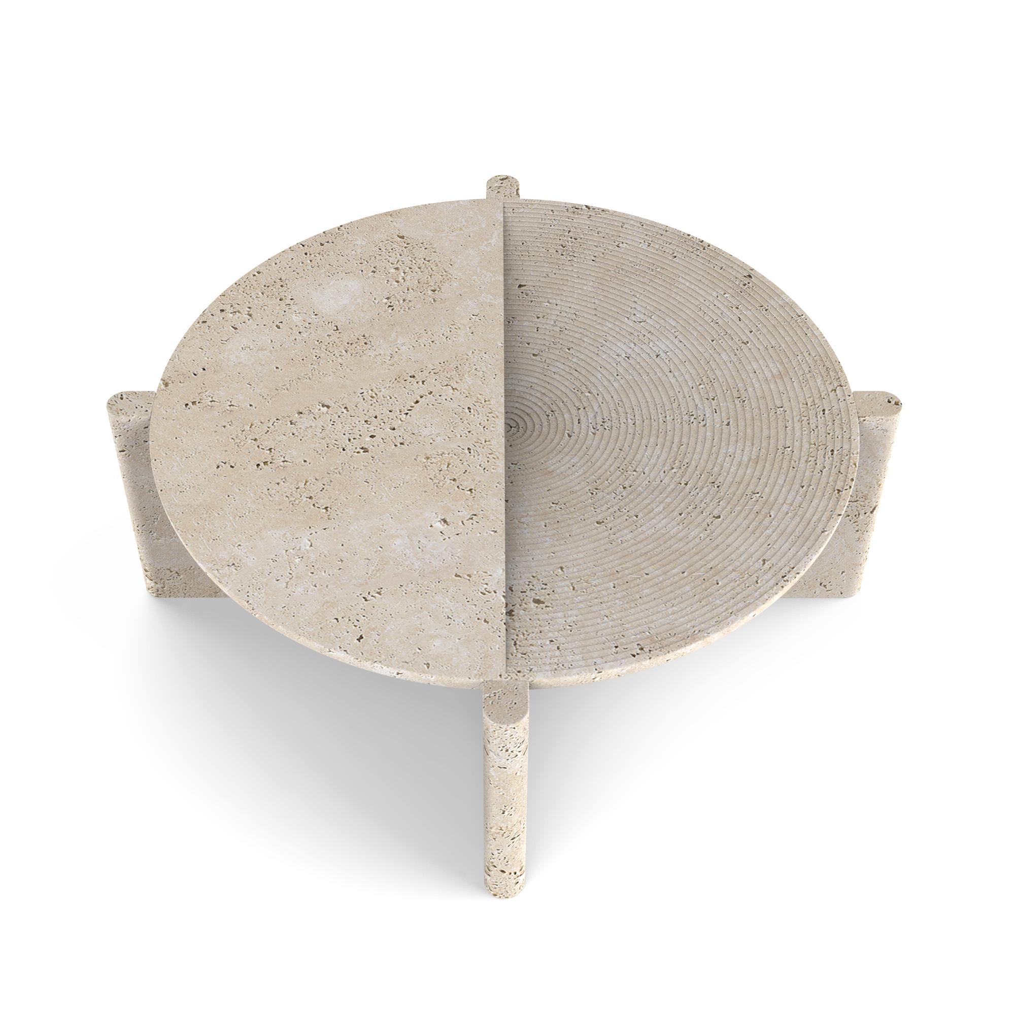 Arkhe No 1 Coffee Table Travertine, Modern Sculptural Round by Fulden ...