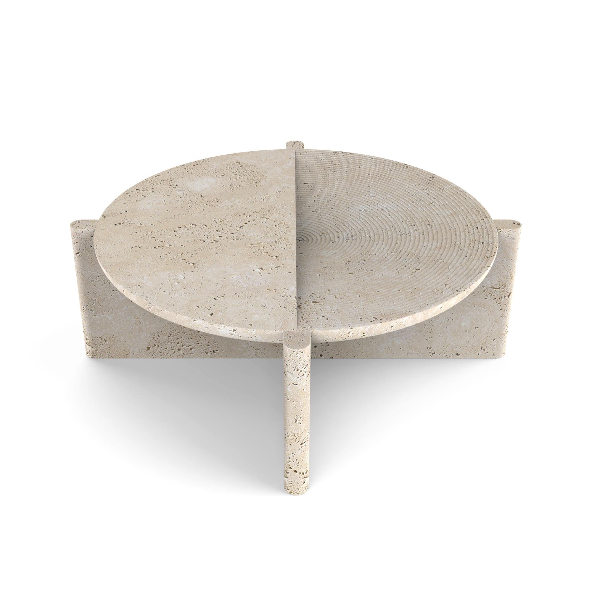 Arkhe No 1 Coffee Table Travertine, Modern Sculptural Round by Fulden ...